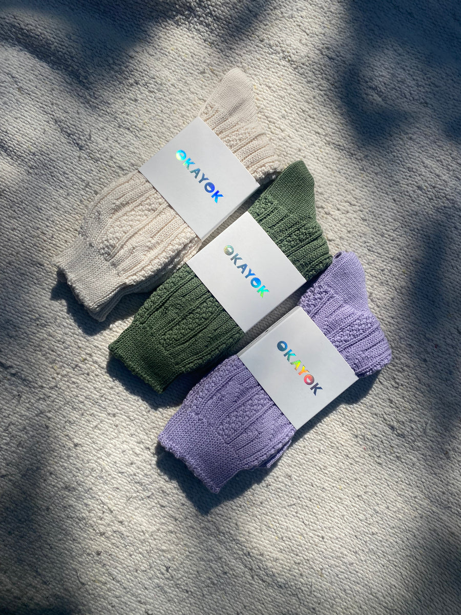 Cable Knit Socks | OKAYOK – Harlowe Green